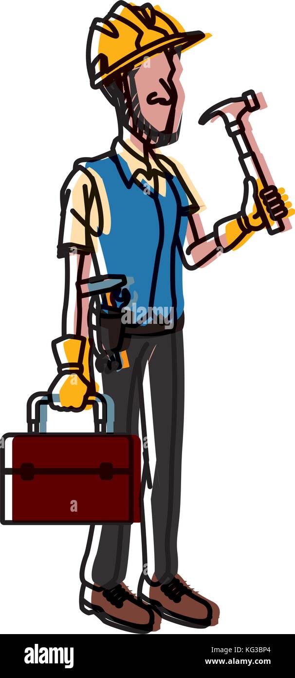 Cartoon worker with tool Stock Vector Image & Art - Alamy