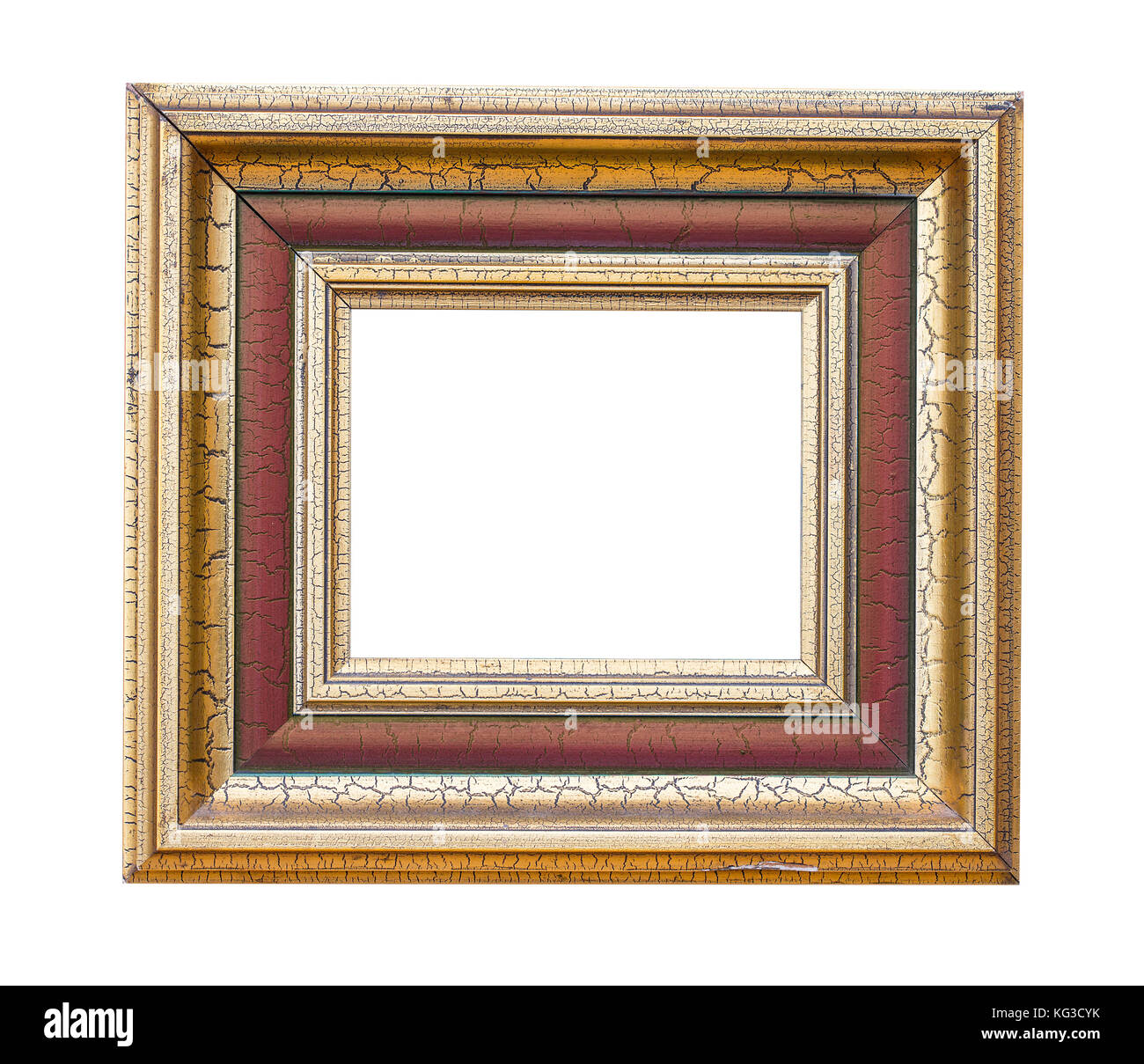 Gold color picture frame isolated on white. with clipping path Stock ...