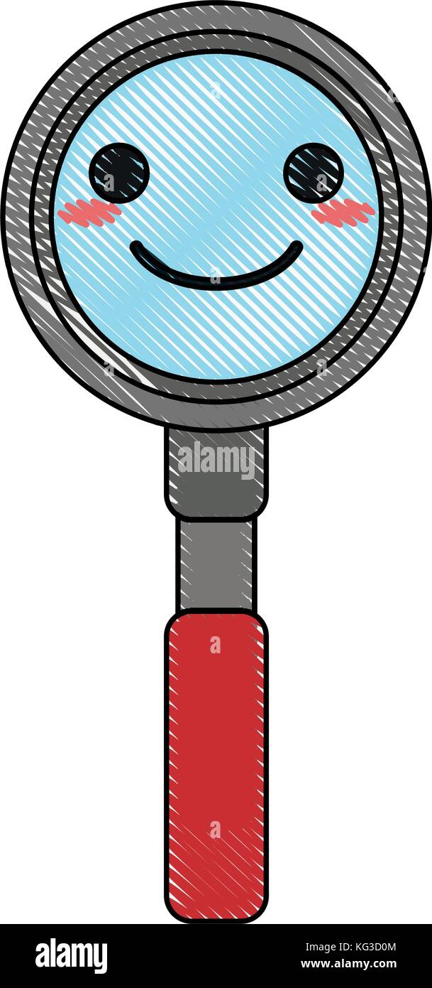 magnifying glass happy cartoon character waving hand icon image Stock ...