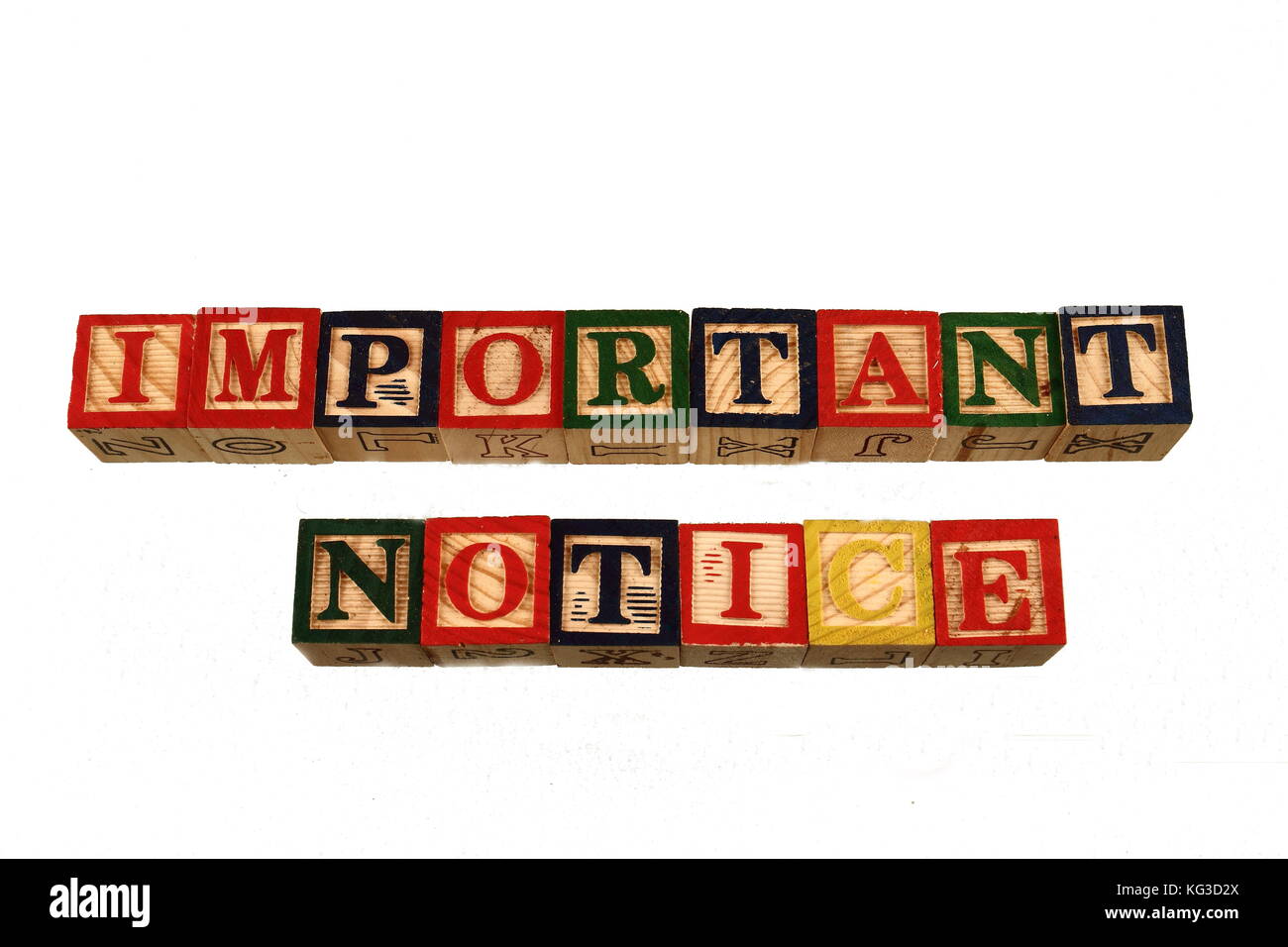 The term important notice visually displayed on a white background ...