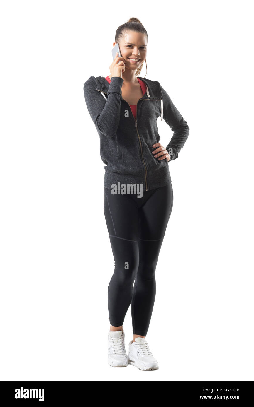 Smiling woman in call Cut Out Stock Images & Pictures - Alamy