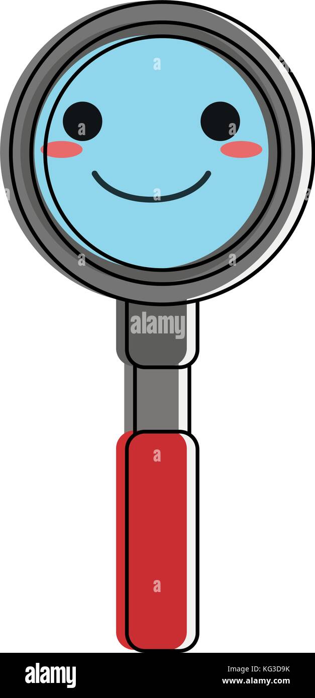 magnifying glass happy cartoon character waving hand icon image Stock ...
