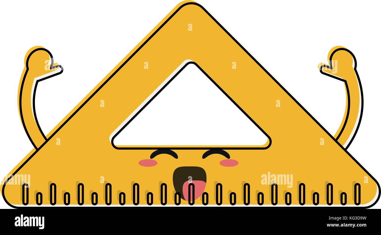 ruler triangle happy cartoon character icon image Stock Vector Image ...