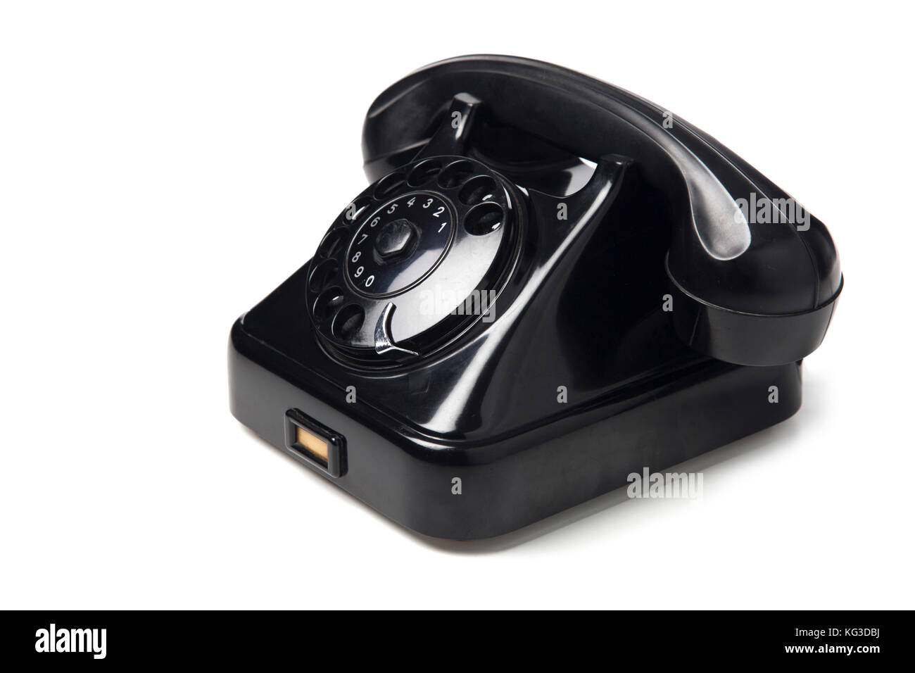Black retro phone on a white background Stock Photo - Alamy