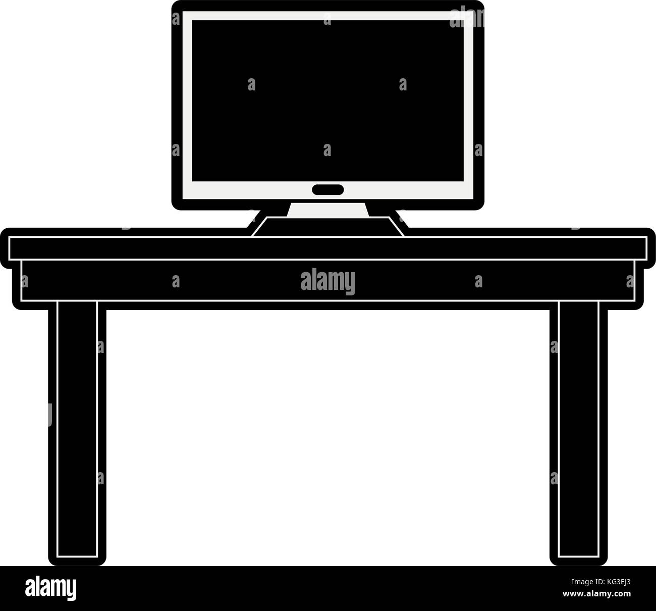 Stylish black office desk Black and White Stock Photos & Images - Alamy