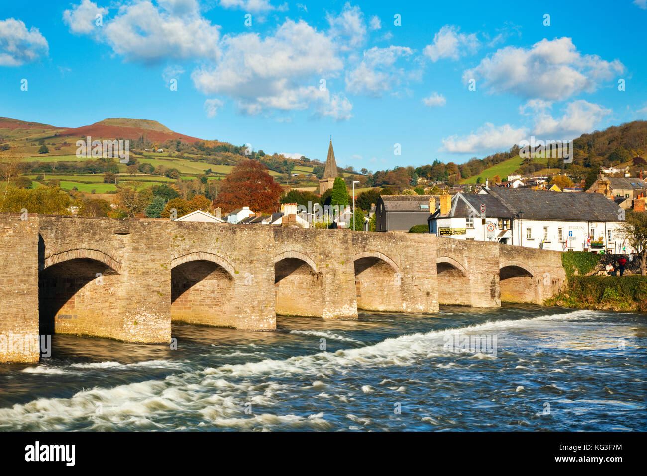Bridge over River Usk, Crickhowell, Powys, Brecon, Wales, UK Stock ...
