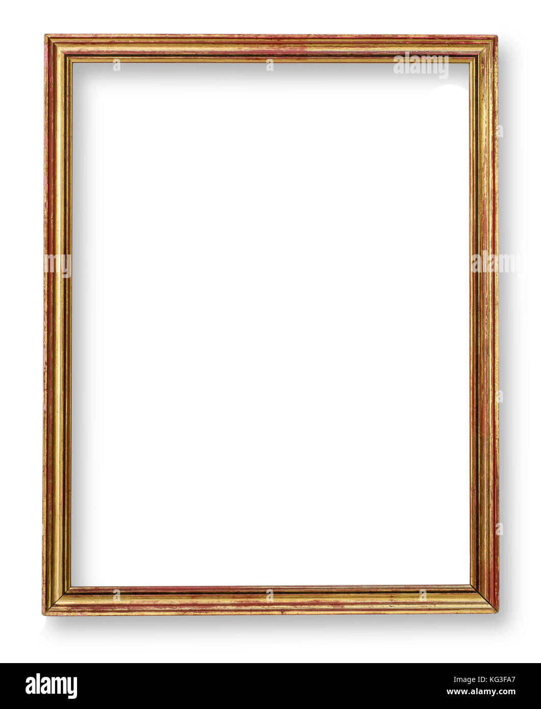 Distressed gold painted picture frame.isolated on white, with clipping ...