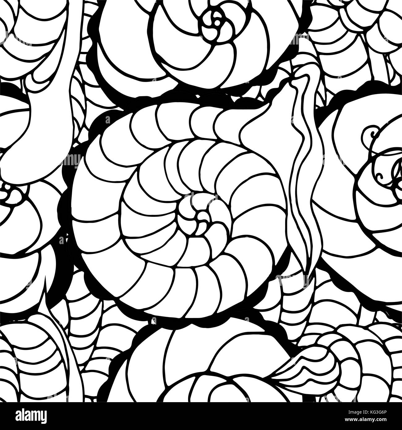 Doodle seamless pattern of snail. Can be used for coloring book design ...
