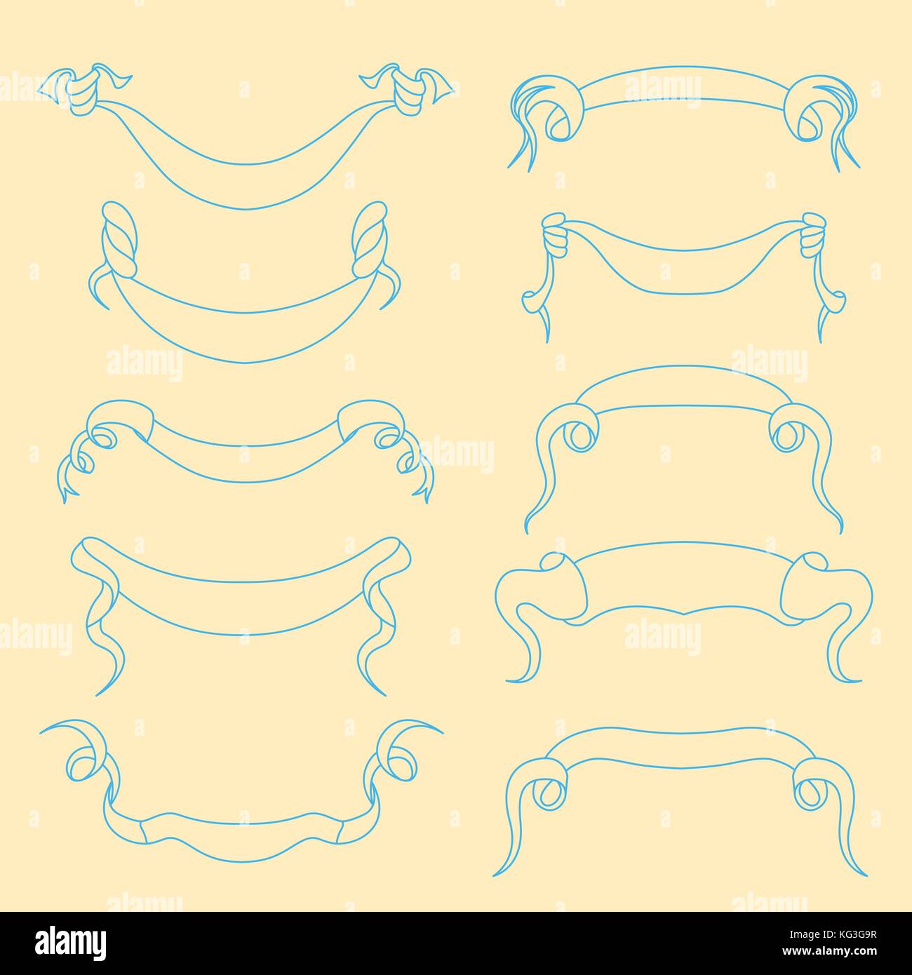 Hand-drawn banners set. Vector illustration isolated on white Stock ...