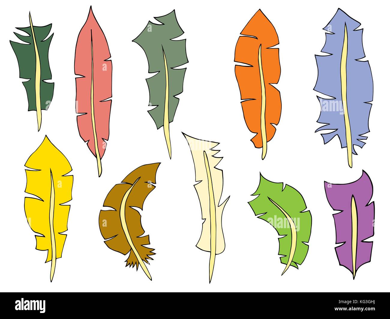 Feather Set. Vector illustration. Isolated on white Stock Vector Image ...