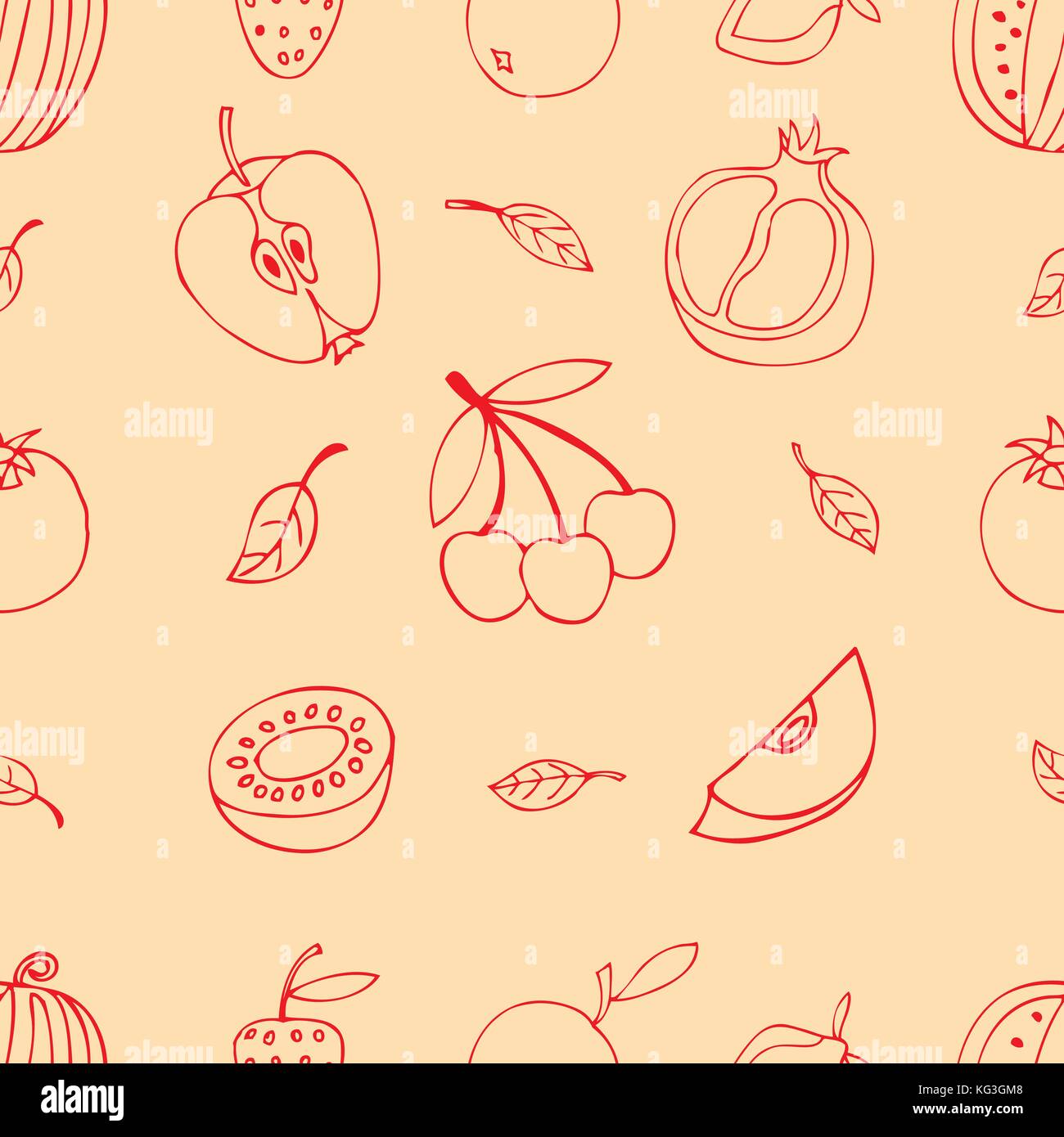 Fruit doodles seamless background vector illustration image Stock ...