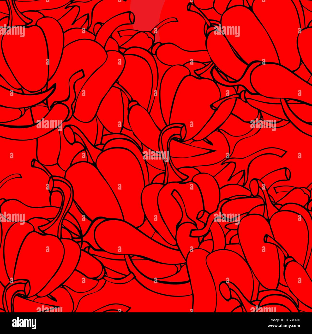 Seamless pattern with Sweet and hot peppers, bell peppers on a white ...