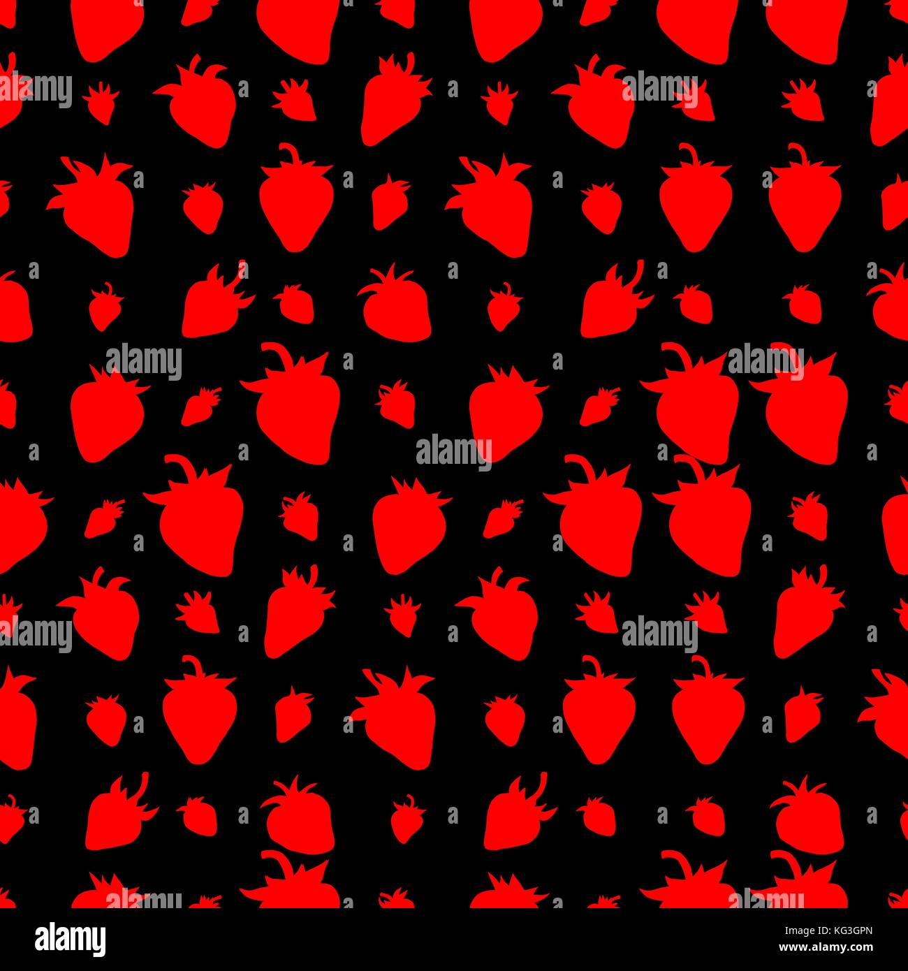 Seamless pattern Background of Red strawberries background. Hand drawn ...