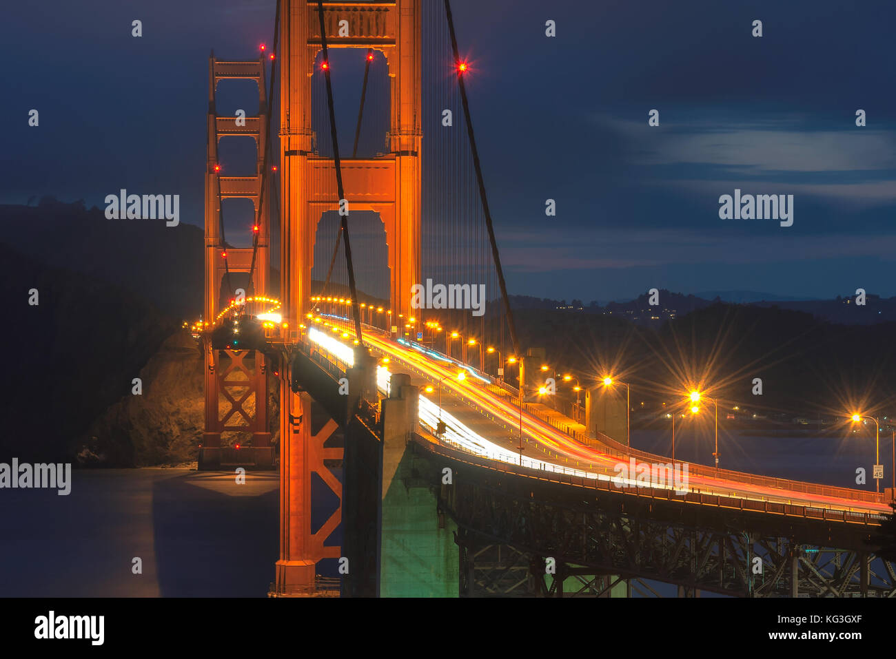 Golden Gate Bridge at night Stock Photo - Alamy
