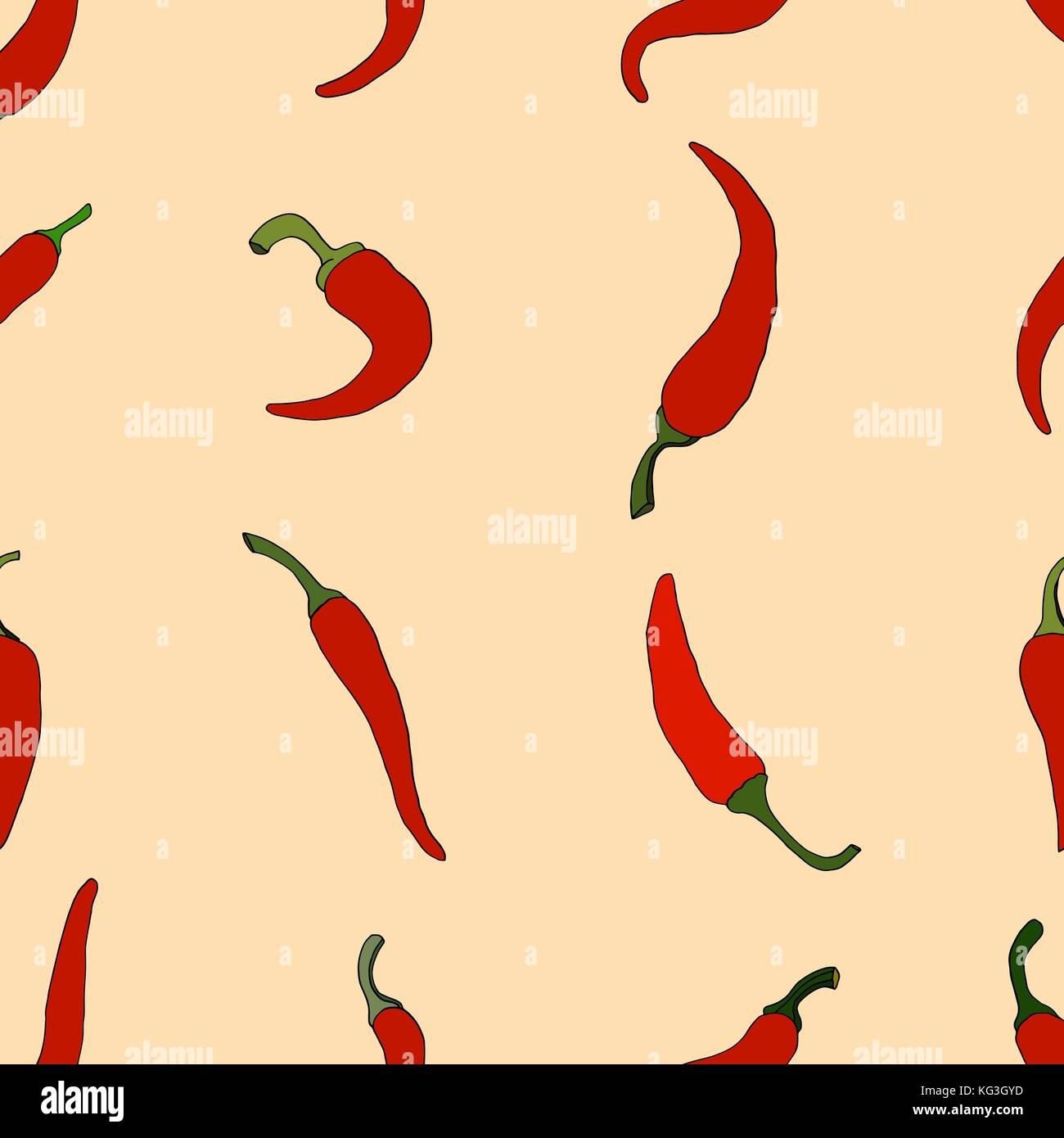 Chili Pepper. Seamless pattern background. Vector illustration Stock ...