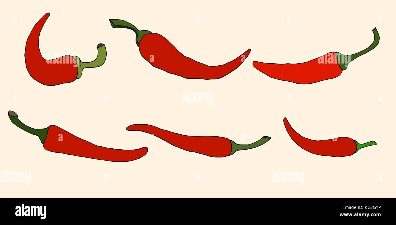 Set of Peppers, vector illustration. Isolated on white Stock Vector ...