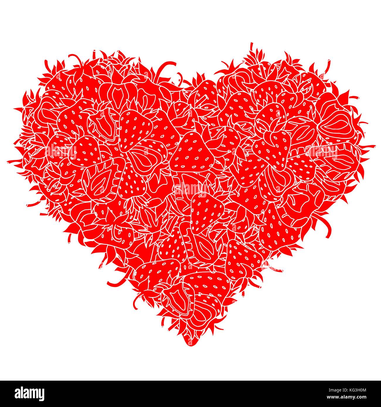 Strawberries berry fruit heart Stock Vector Images - Alamy