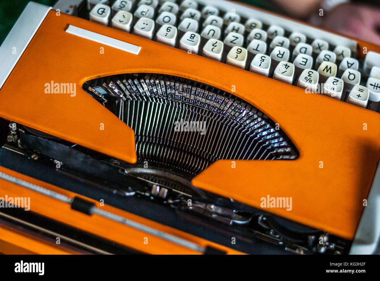 Orange retro typewriter layout, which is now no longer used Stock Photo ...
