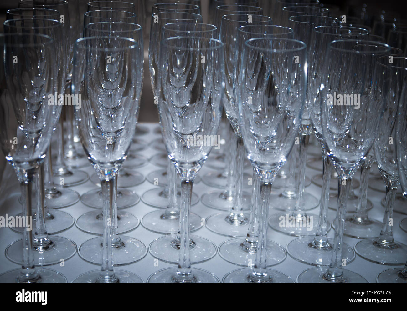 Empty champagne glasses ready for celebration on special occasions ...