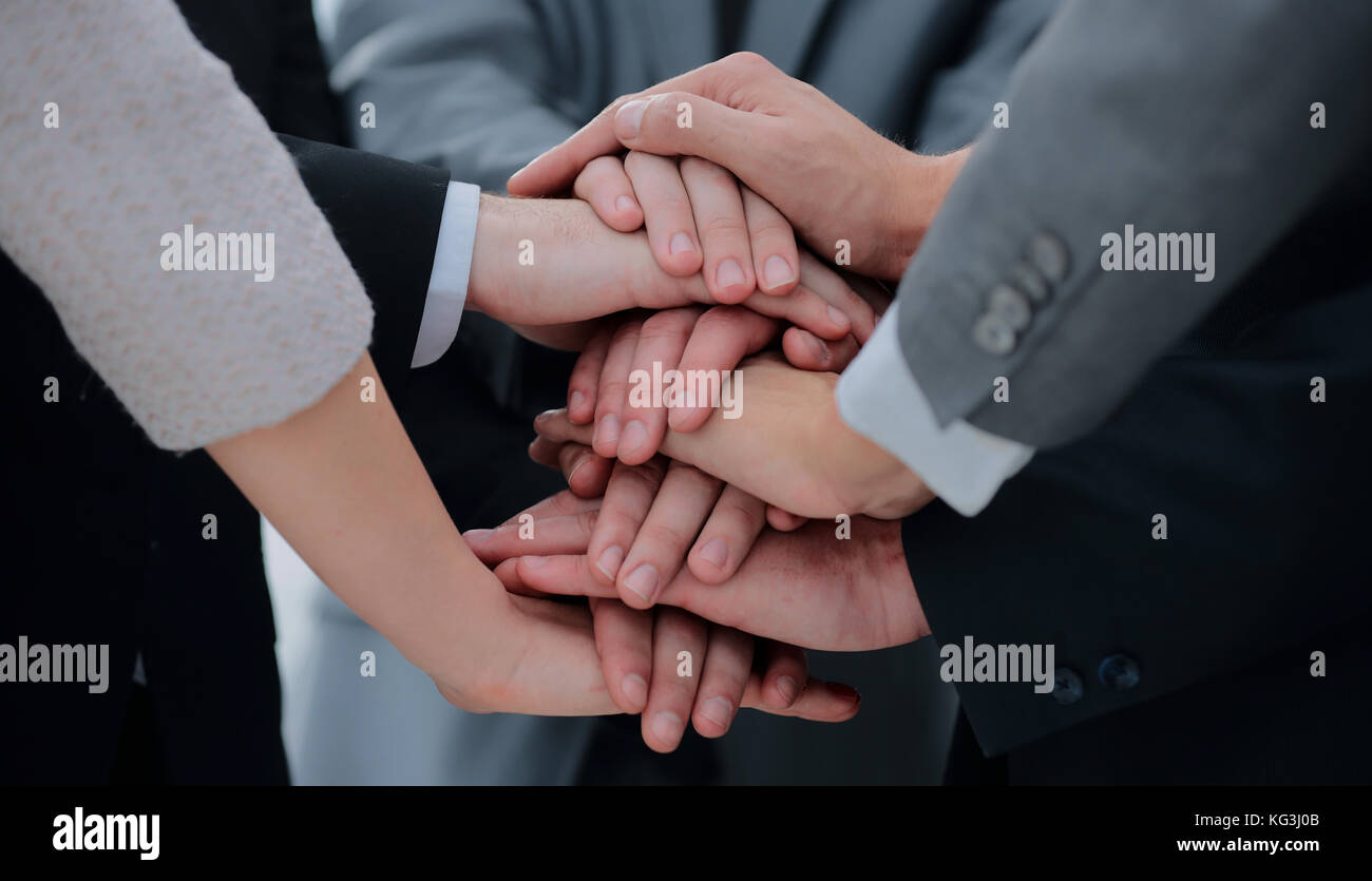 concept of confidence in each other: business team standing with Stock ...