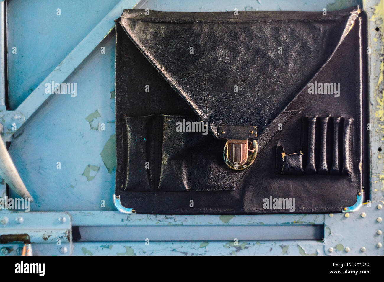 Pilot Briefcase on the Cockpit Door Close-up Stock Photo - Alamy