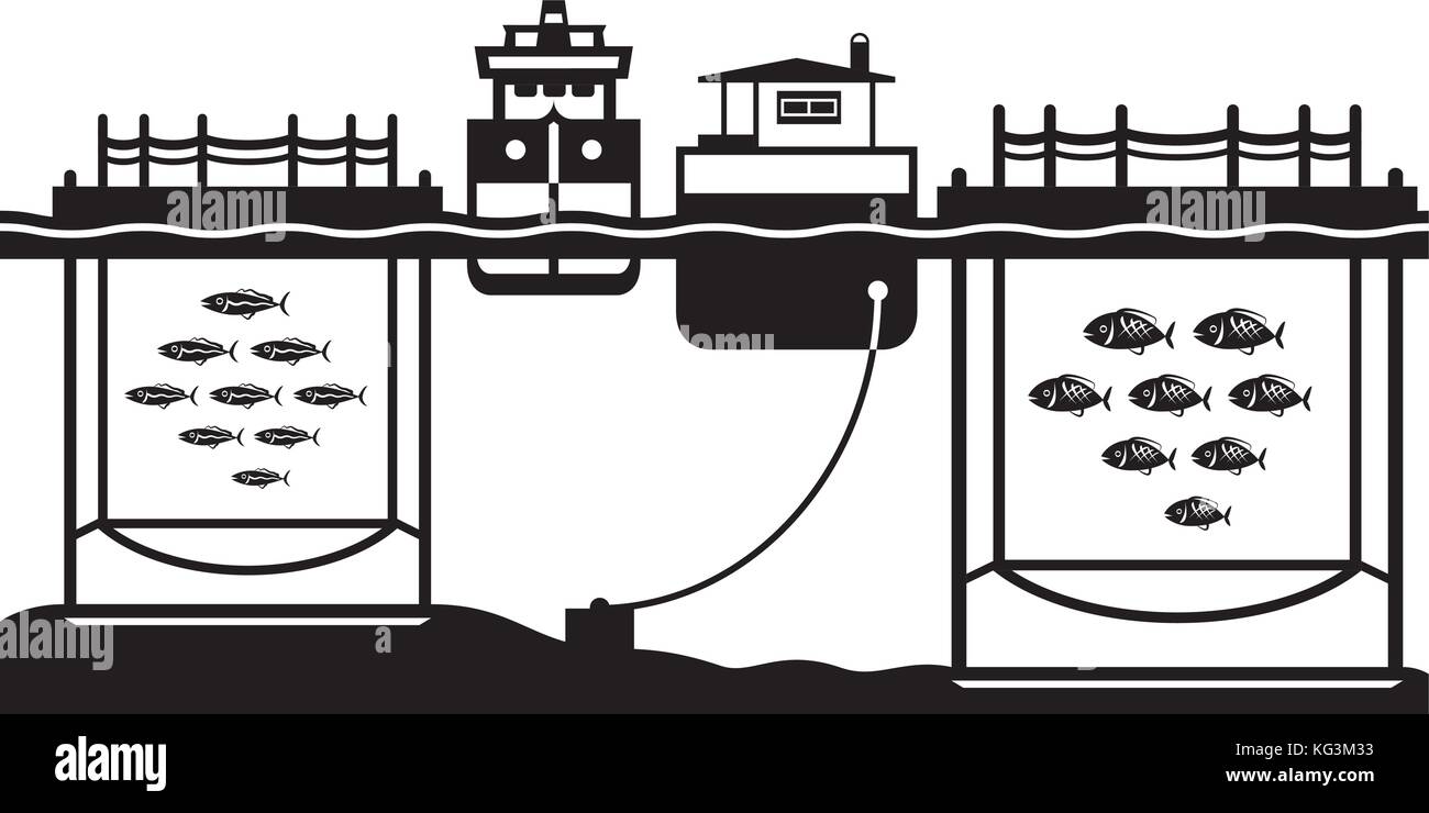 Sea cage fish farming - vector illustration Stock Vector Image & Art ...