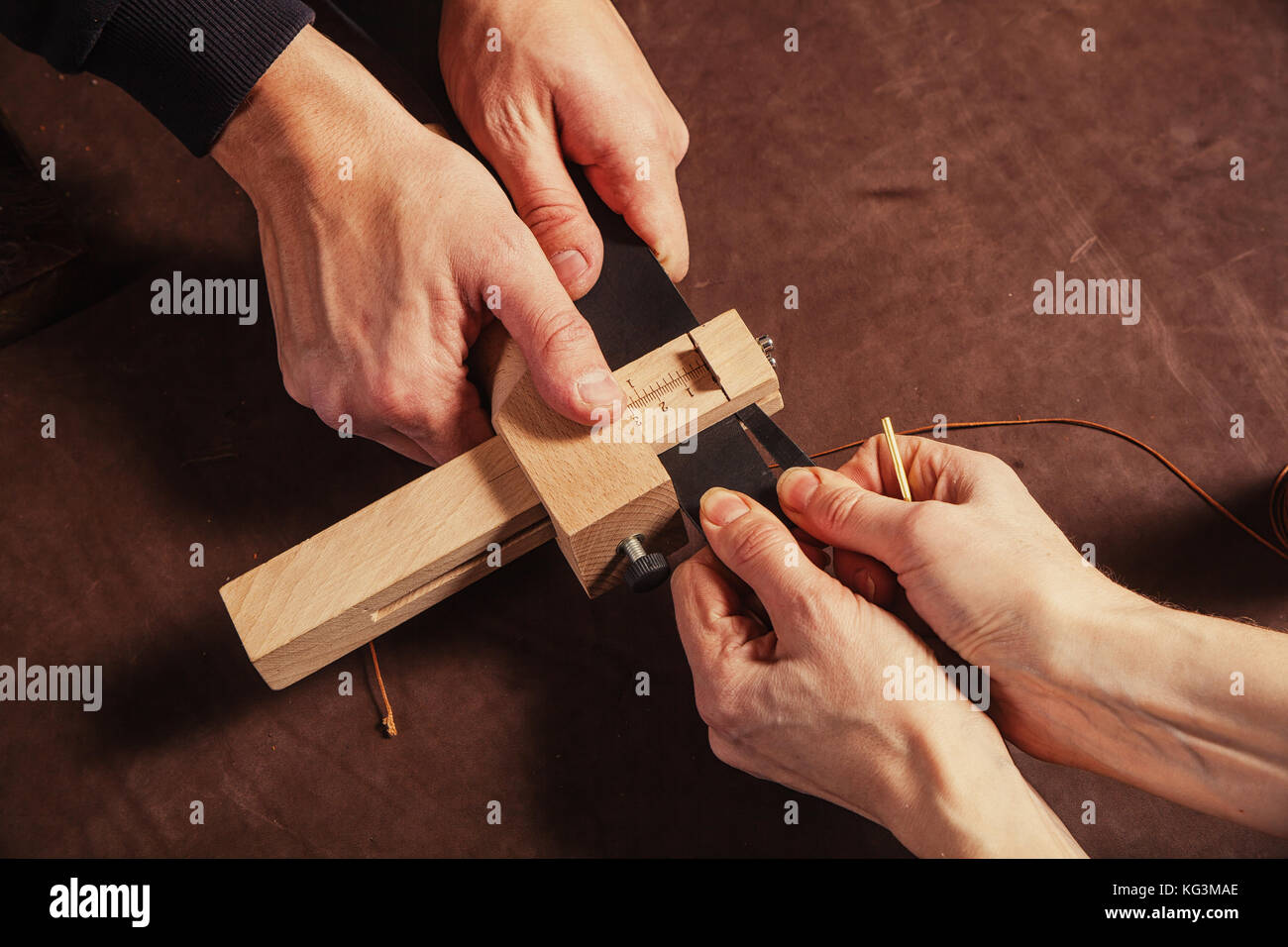 Vintage leather cutting tools hi-res stock photography and images - Alamy