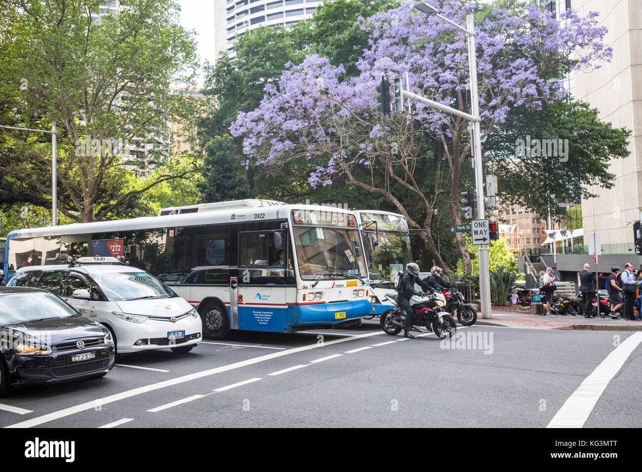 Sydney bus travelling along York street in Sydney city centre,New South ...
