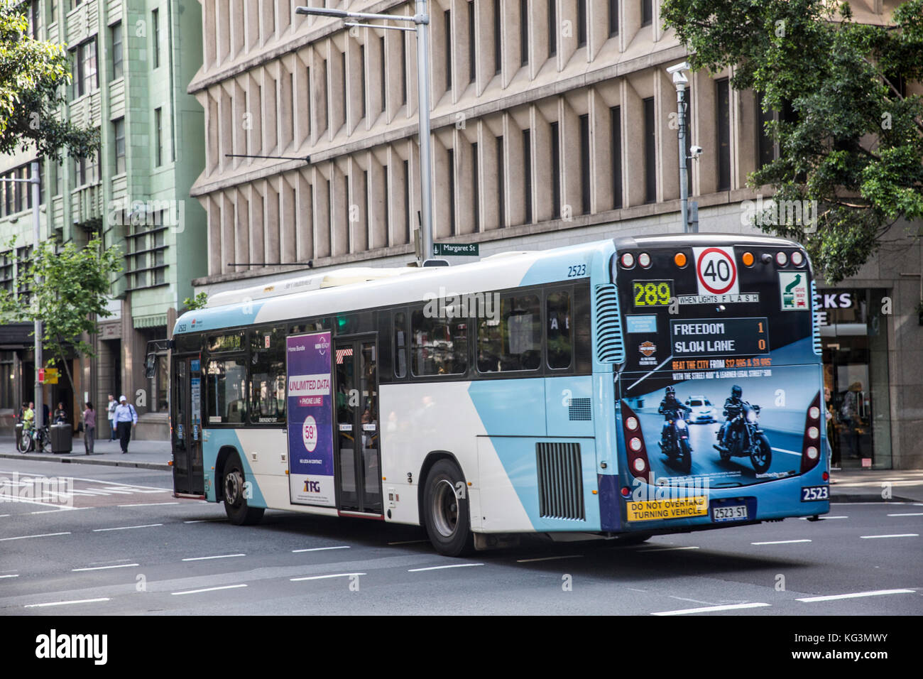 Sydney bus travelling along York street in Sydney city centre,New South ...