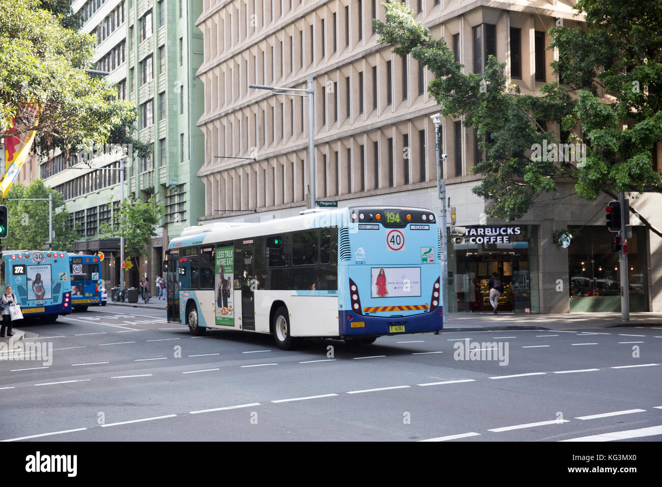 Sydney bus travelling along York street in Sydney city centre,New South ...