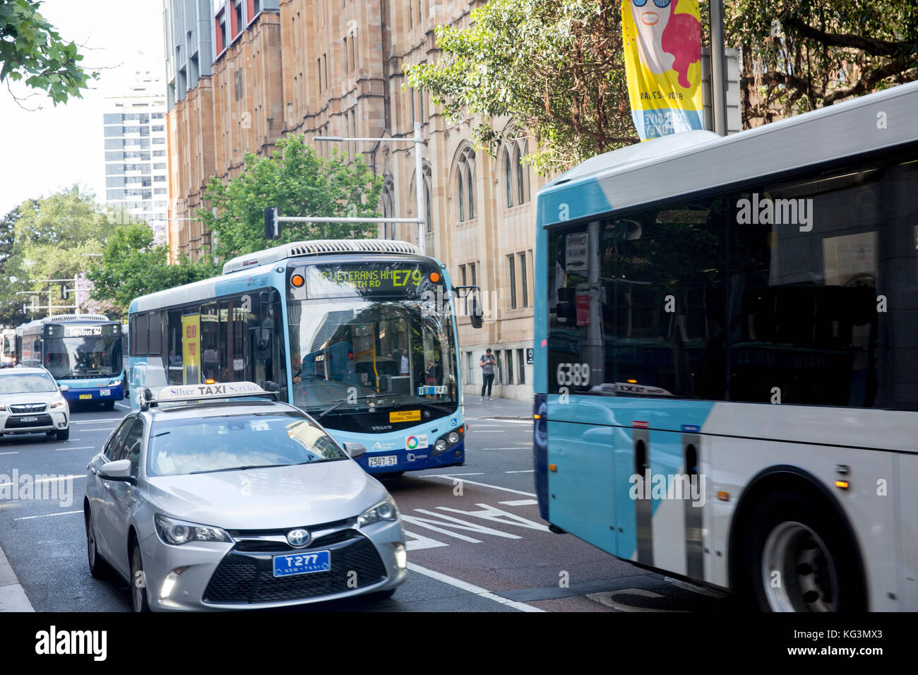 Sydney bus travelling along York street in Sydney city centre,New South ...