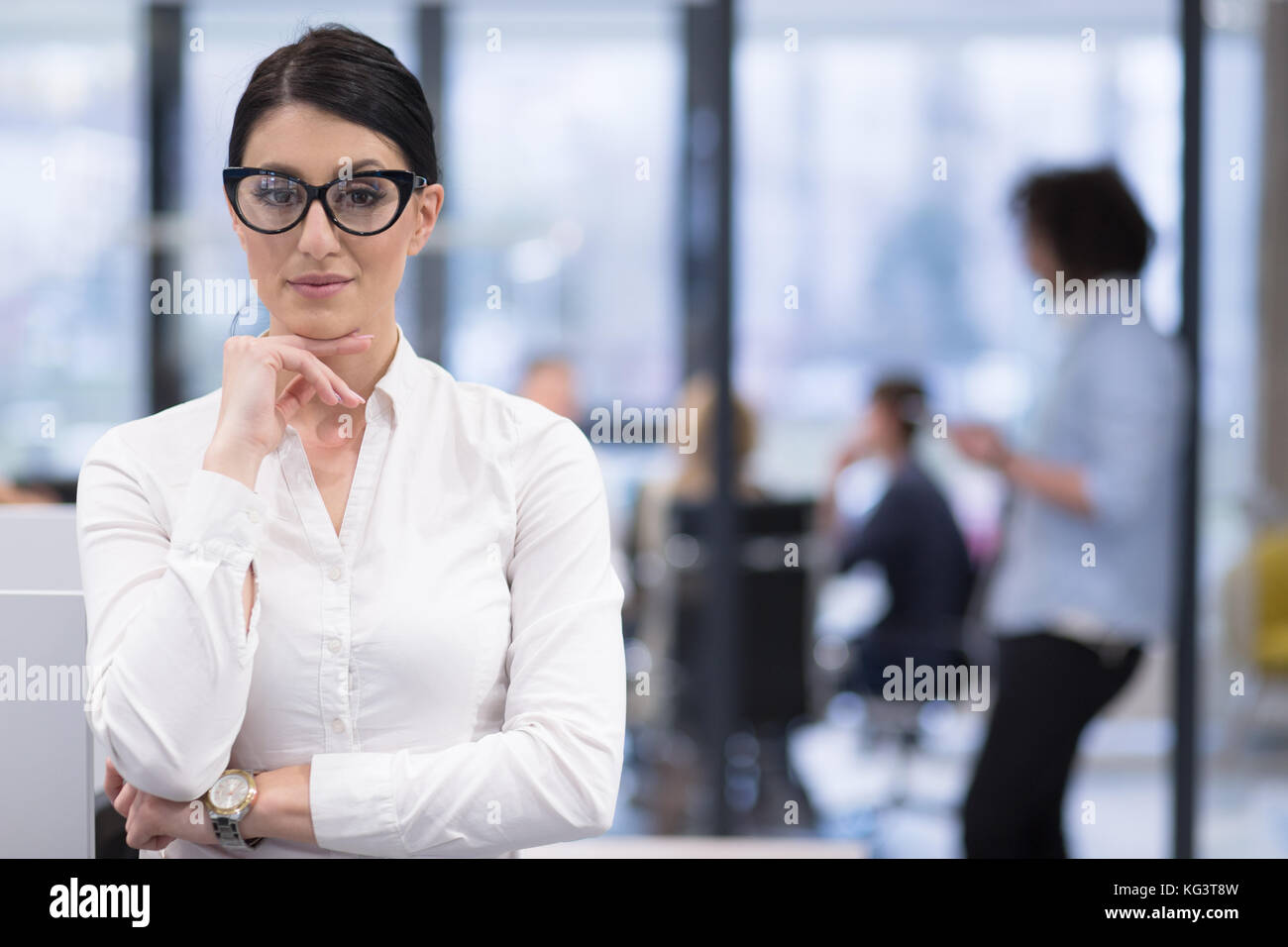 Portrait Of Successful Businesswoman Entrepreneur At Busy startup ...