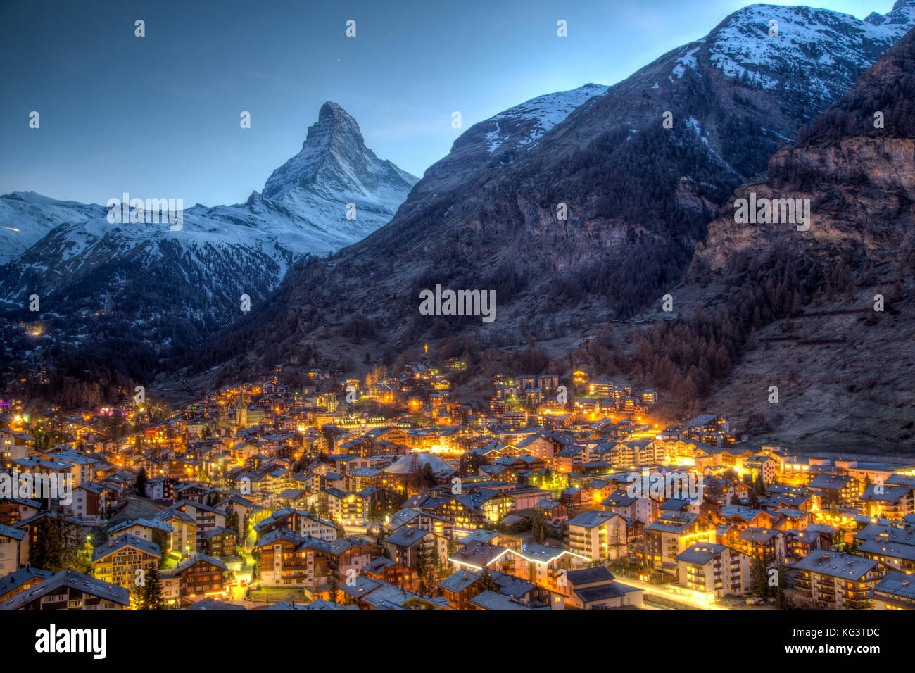 Matterhorn and Zermatt view Stock Photo - Alamy