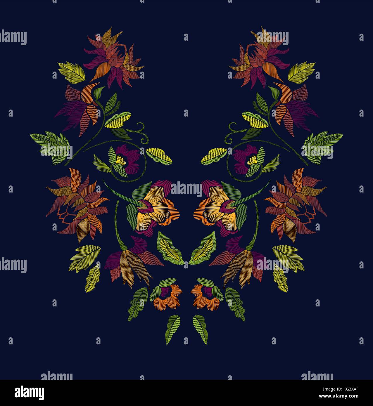 Floral pattern , neck line designs. Vector illustration hand drawn ...