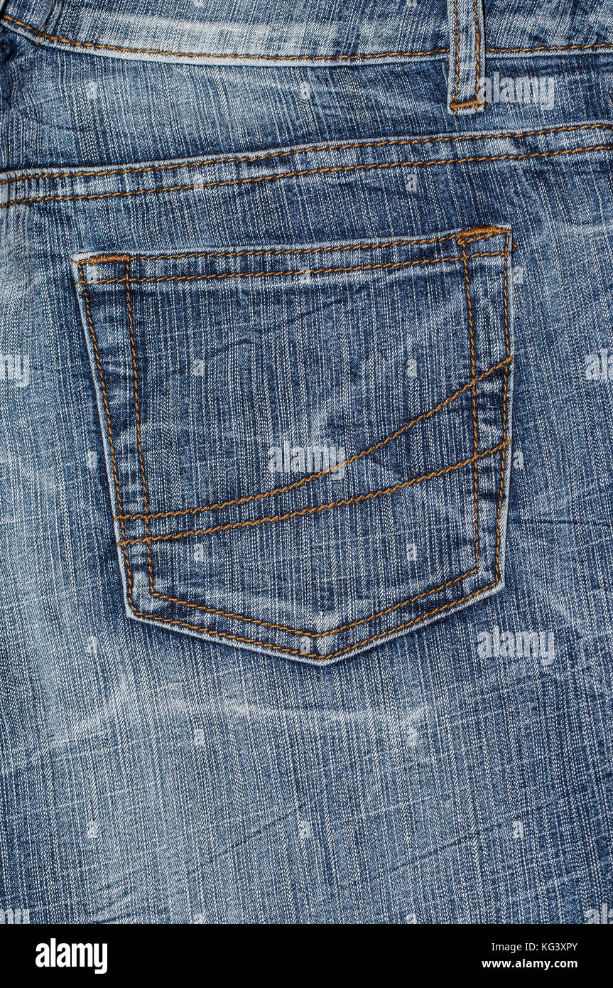 A denium blue jean pocket shot up close Stock Photo - Alamy