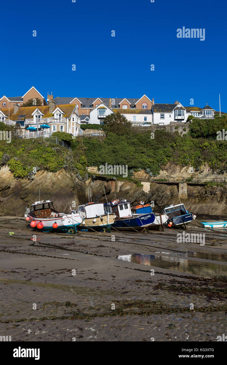 England Cornwall Newquay Newquay harbour at low tide Stock Photo - Alamy