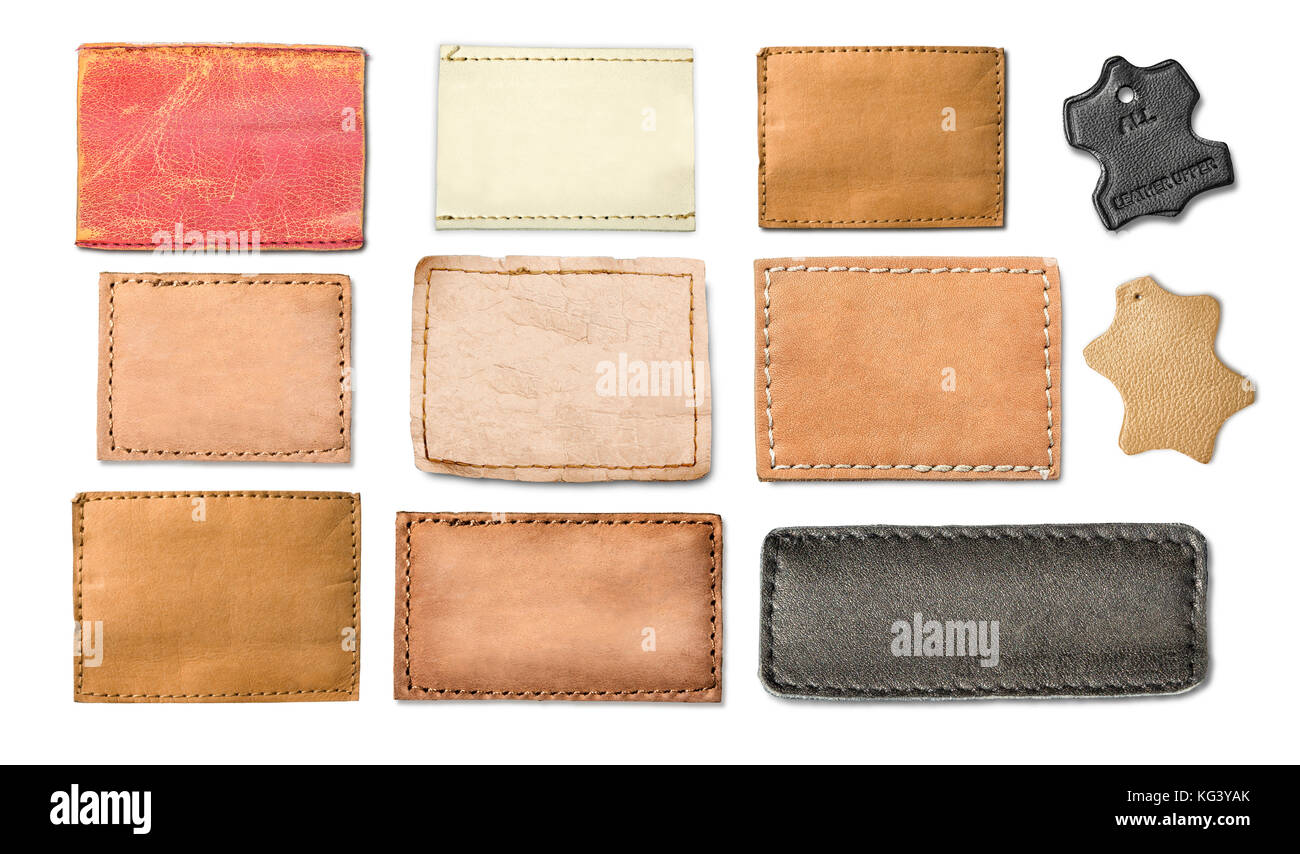 Leather jeans labels, leather tags Stock Photo - Alamy