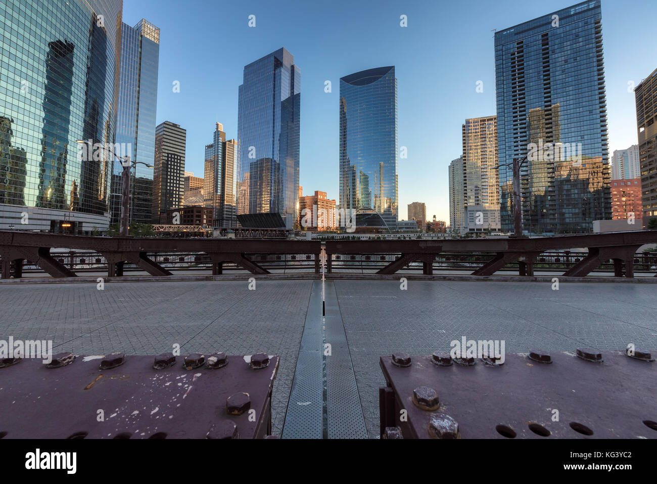 Chicago Skyline from bridge Stock Photo - Alamy