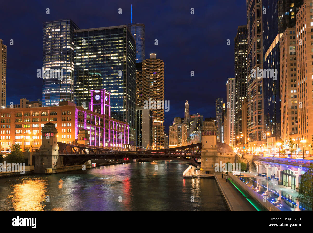 Chicago Skyline at night Stock Photo - Alamy