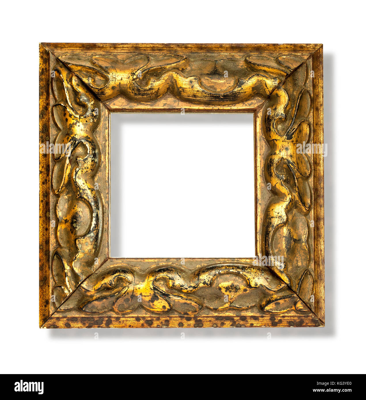 Gold frame,wooden frame for painting or picture on white background ...