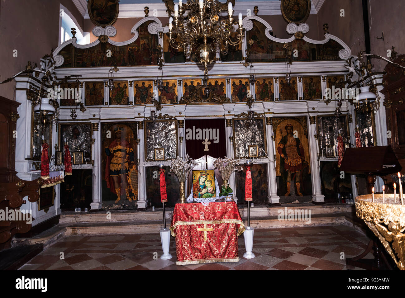 Greek orthodox church interior in Corfu Greece Stock Photo - Alamy