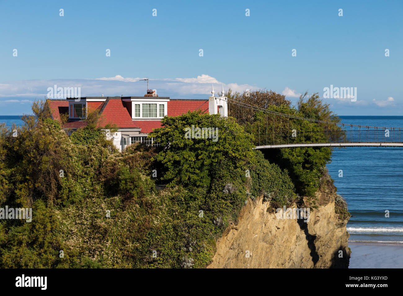 England Cornwall Newquay Towan Beach at low tide showing Towan Island ...