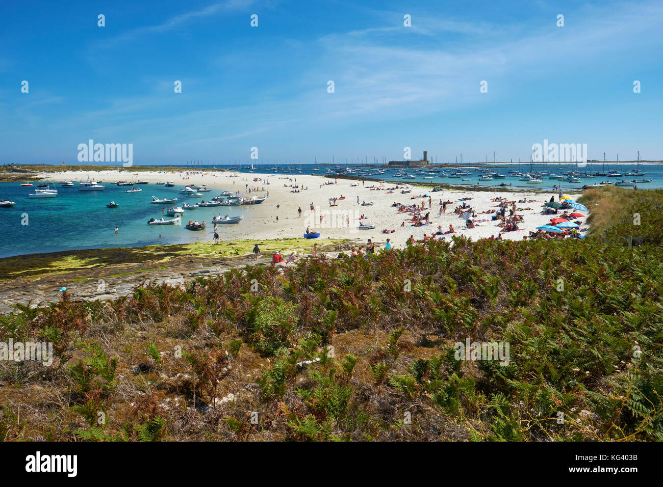 The white sandy beaches of the Glenan Islands in Brittany France Stock ...