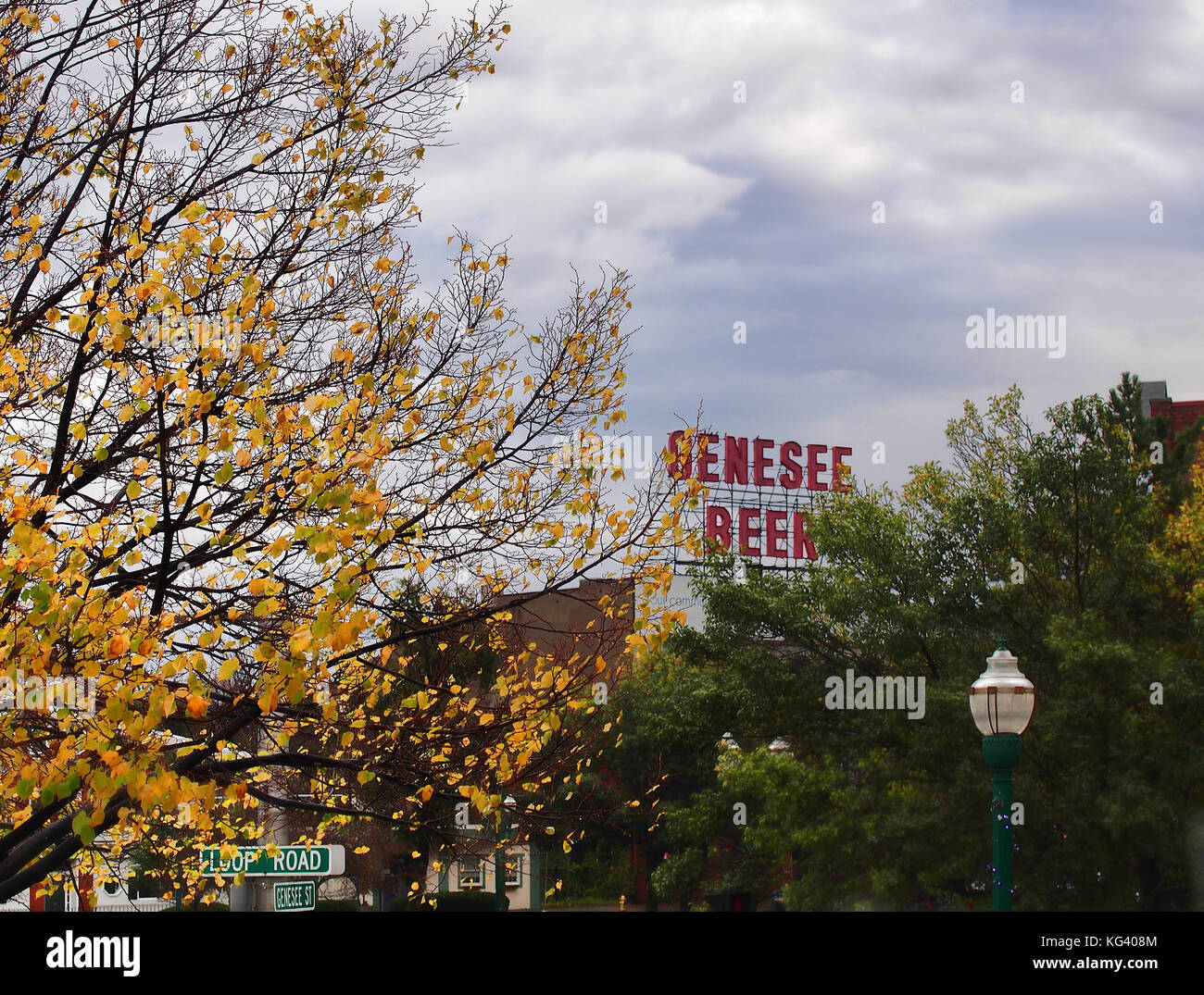 Geneva, New York, USA. November 2, 2017. View of the Genessee Beer ...