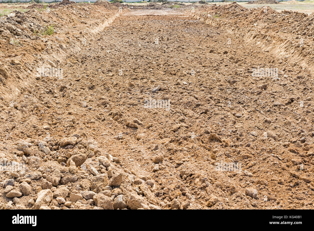 Track of Road underconstruction ; preparation by trackor Stock Photo ...