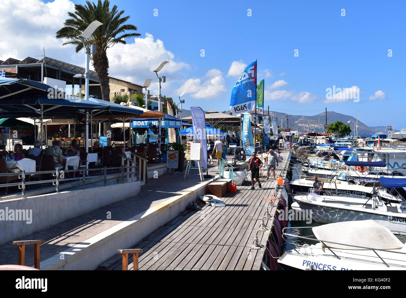 Boats at the picturesque Latchi Harbour near Polis Chrysochou in the ...