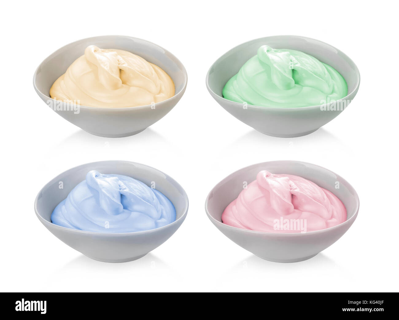 Set of Bowl of cream on white background Stock Photo - Alamy