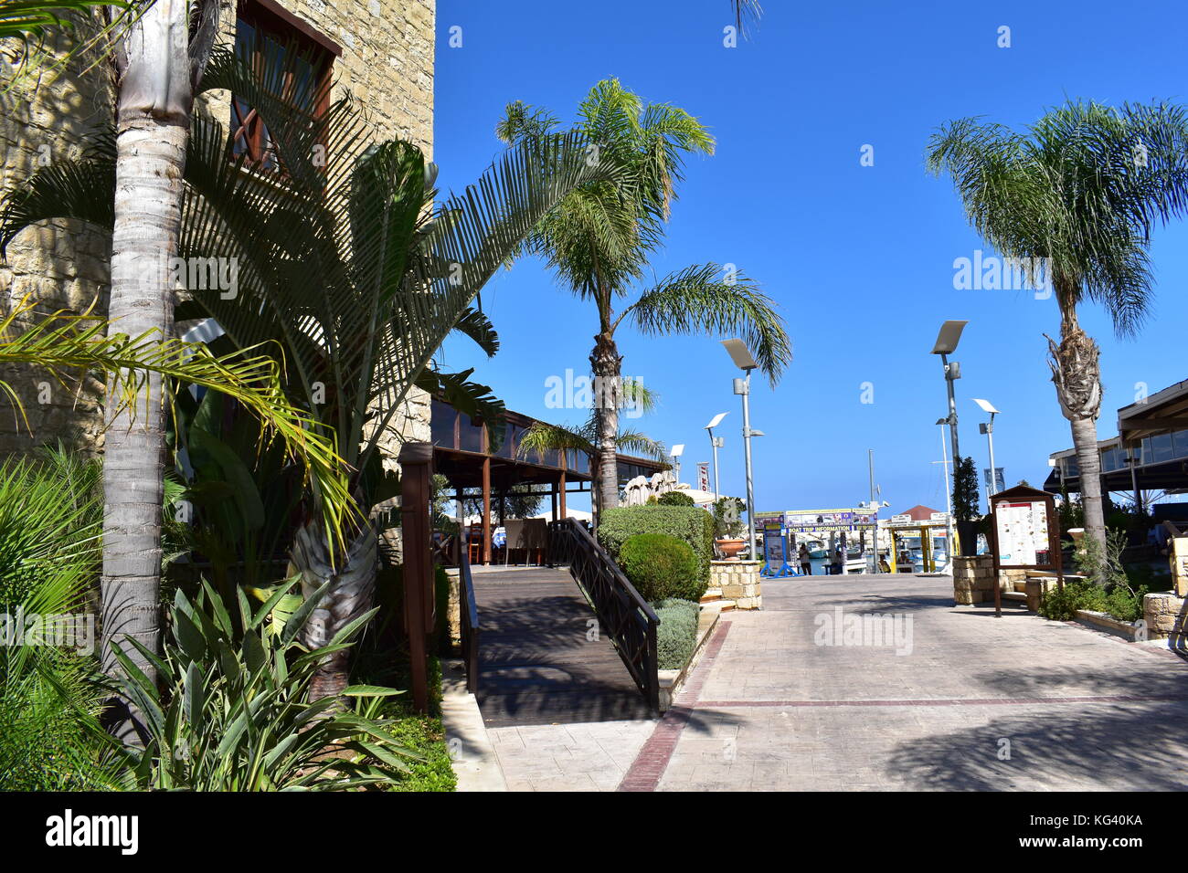 Entrance to the picturesque Latchi Harbour near Polis Chrysochou in the ...