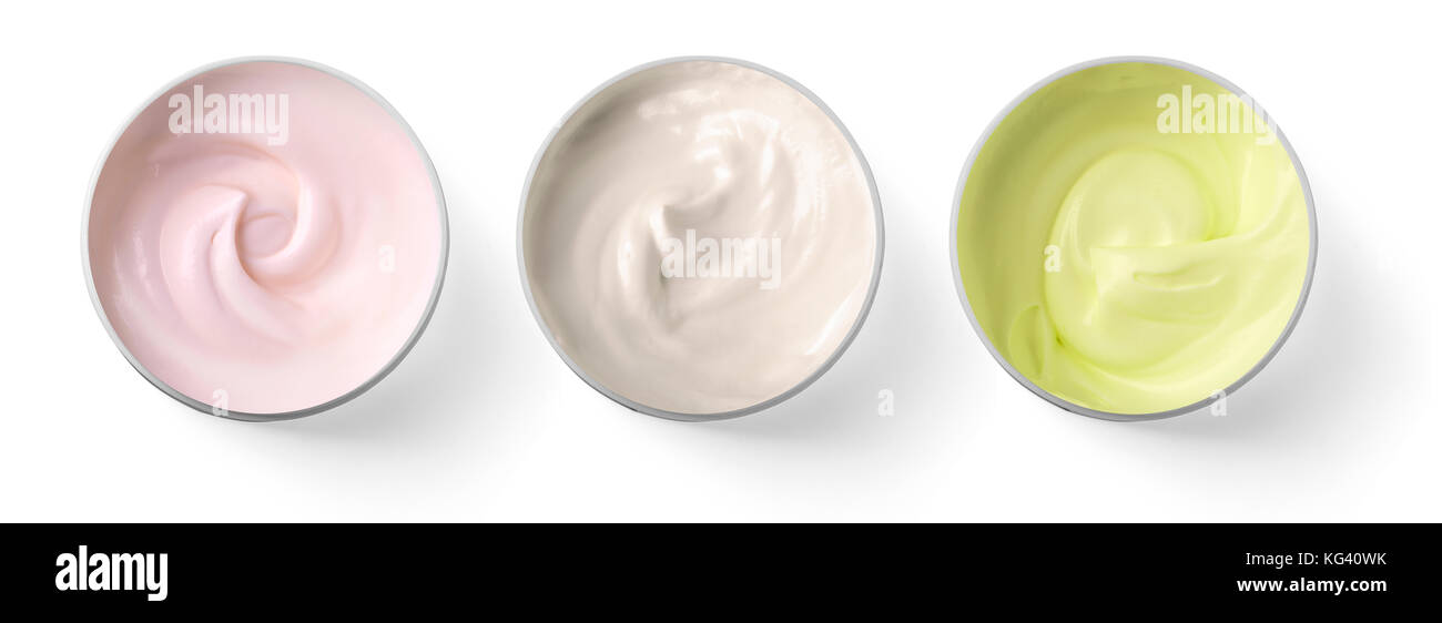 close up of beauty cream or yogurt on white background Stock Photo - Alamy