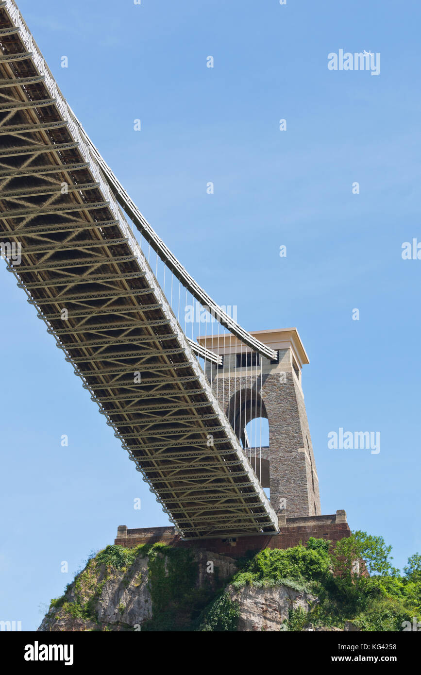 Looking up at the Clifton Suspension Bridge from the Severn Way on a ...
